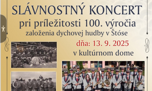 Oslava 100. Výročia Dychovky Štós 12.-13.09.2025 | Obec Štós